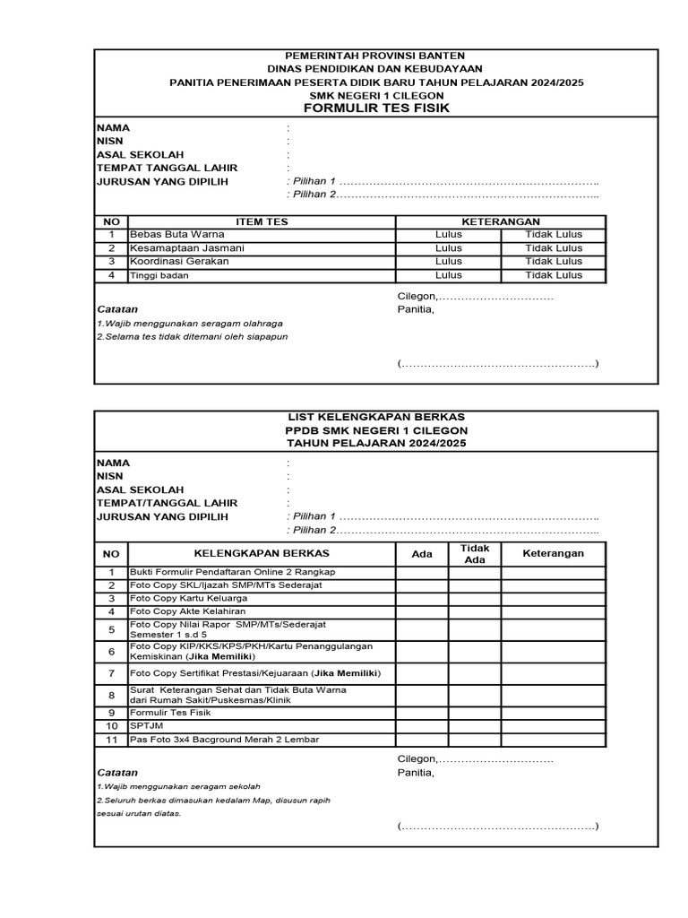 Berkas Kelengkapan PPDB SMKN 1 Cilegon Tahun 2024 Revisi | PDF Berkas Kelengkapan PPDB SMKN 1 Cilegon Tahun 2024 Revisi | PDF