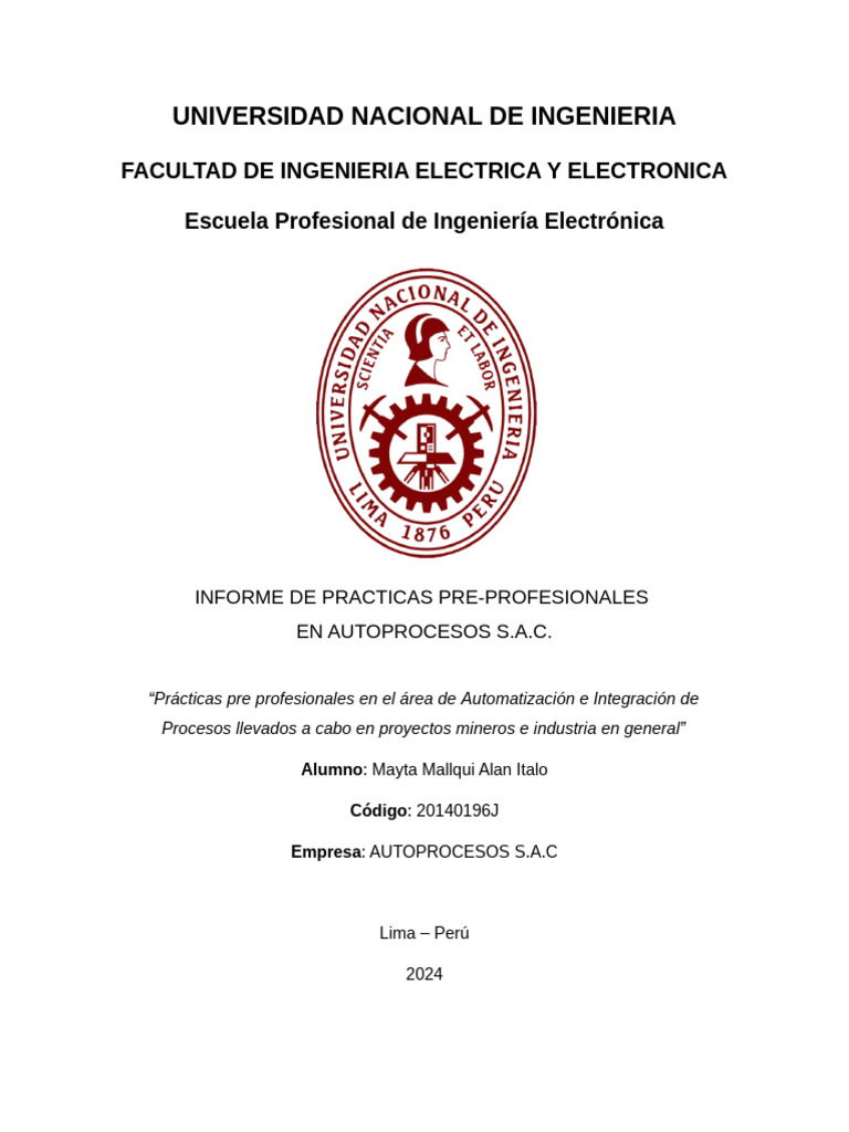 Informe de Practicas Preprofesionales Hospinal Cantorin Junior | PDF