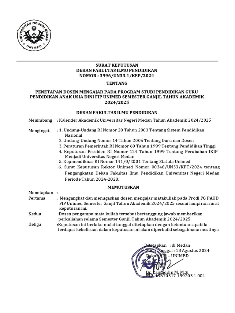 SK Mengajar Prodi PG Paud Ganjil 2024-2025 - Blok 2 | PDF SK Mengajar Prodi PG Paud Ganjil 2024-2025 - Blok 2 | PDF