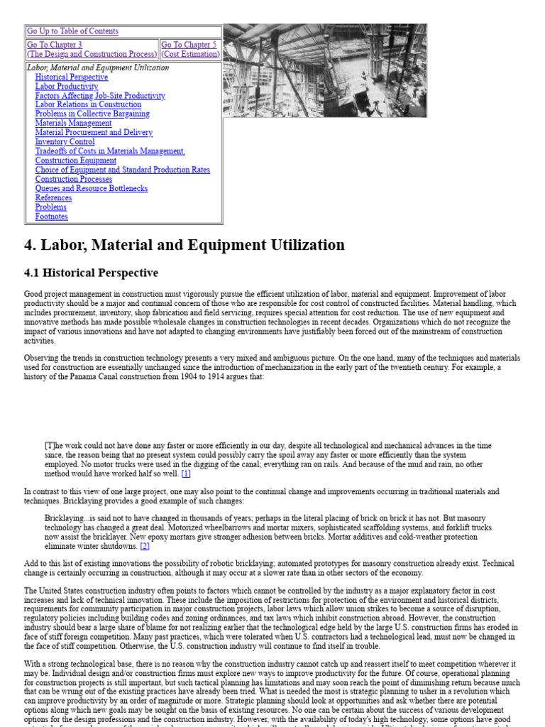 Labor, Material and Equipment Utilization | PDF