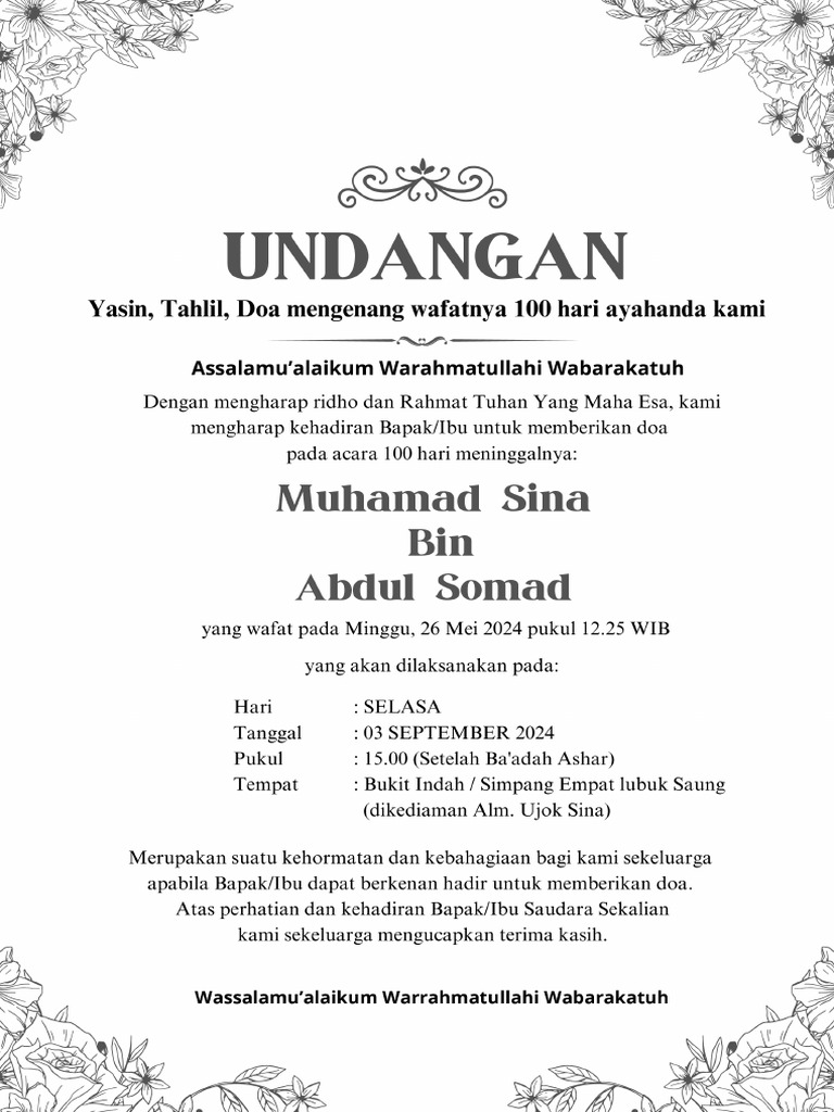 Undangan 100 Hari Ayah | PDF