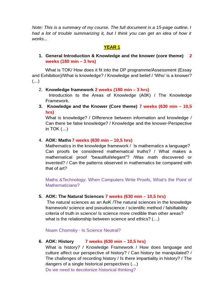 Tok Outline | PDF | Mathematics | Foreign Language Studies
