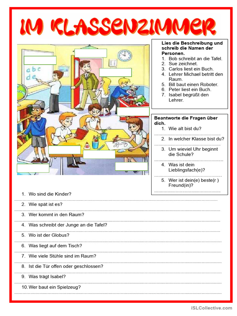Bildbeschreibung - Im Klassenzimmer | PDF