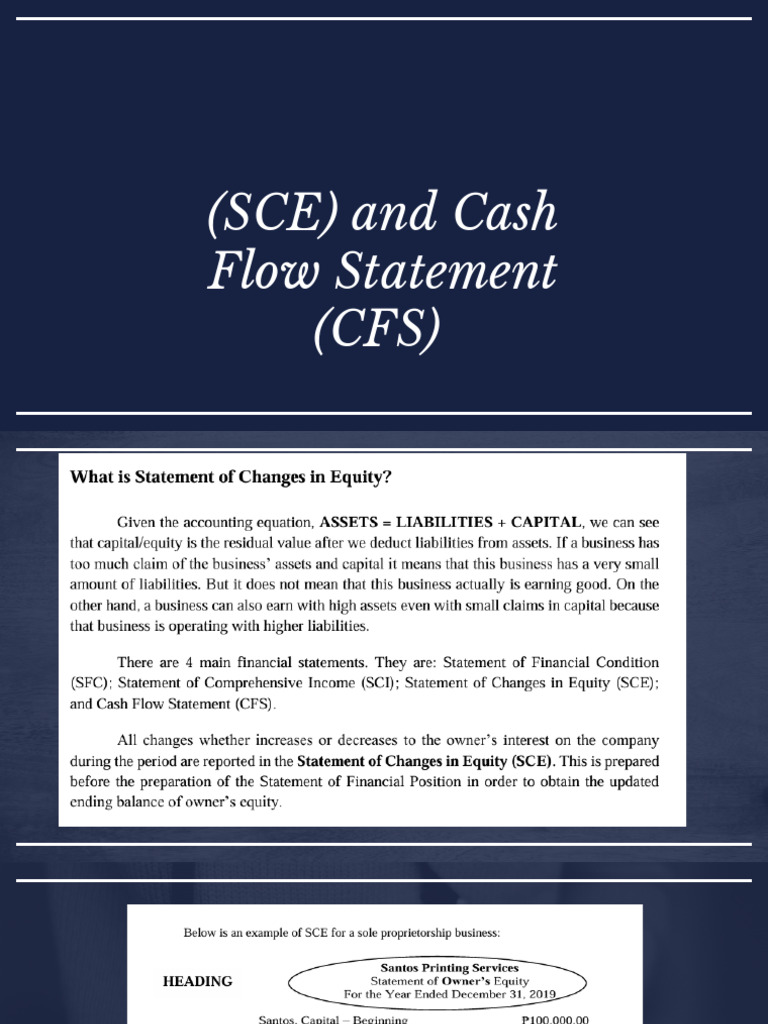 Statement of Changes of Equity (SCE) and Cash Flow Statement (CFS) | PDF