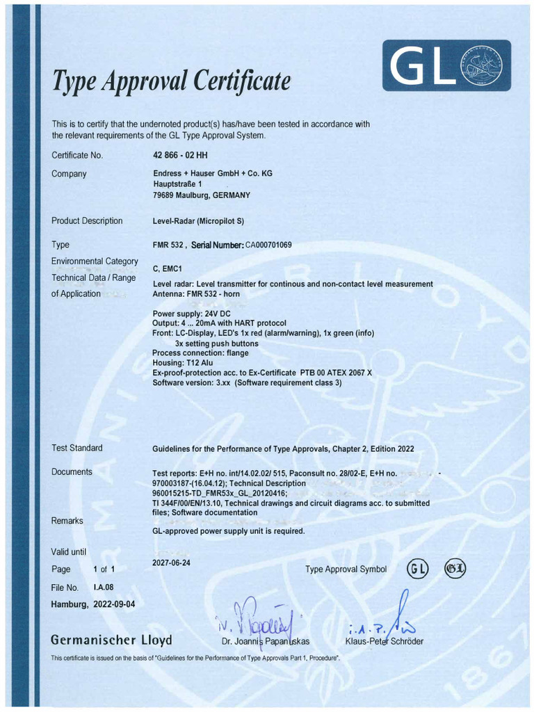 Fmr532 Certificate | PDF