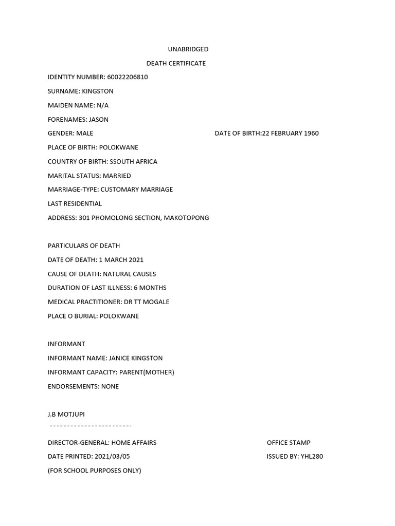 Death Certificate | PDF