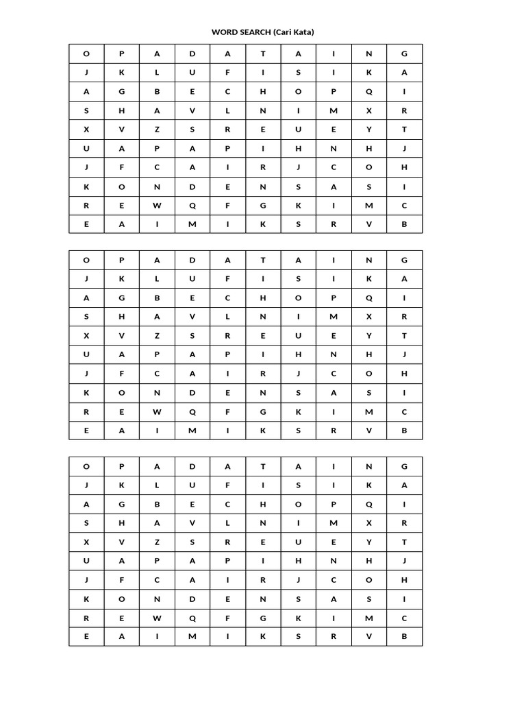 Word Search Puzzle: Cari Kata | PDF