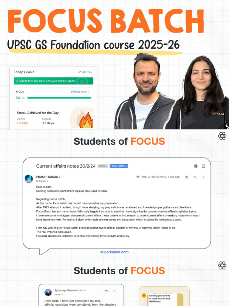 FOCUS Batch UPSC GS Foundation 2025 26 SuperKalam | PDF