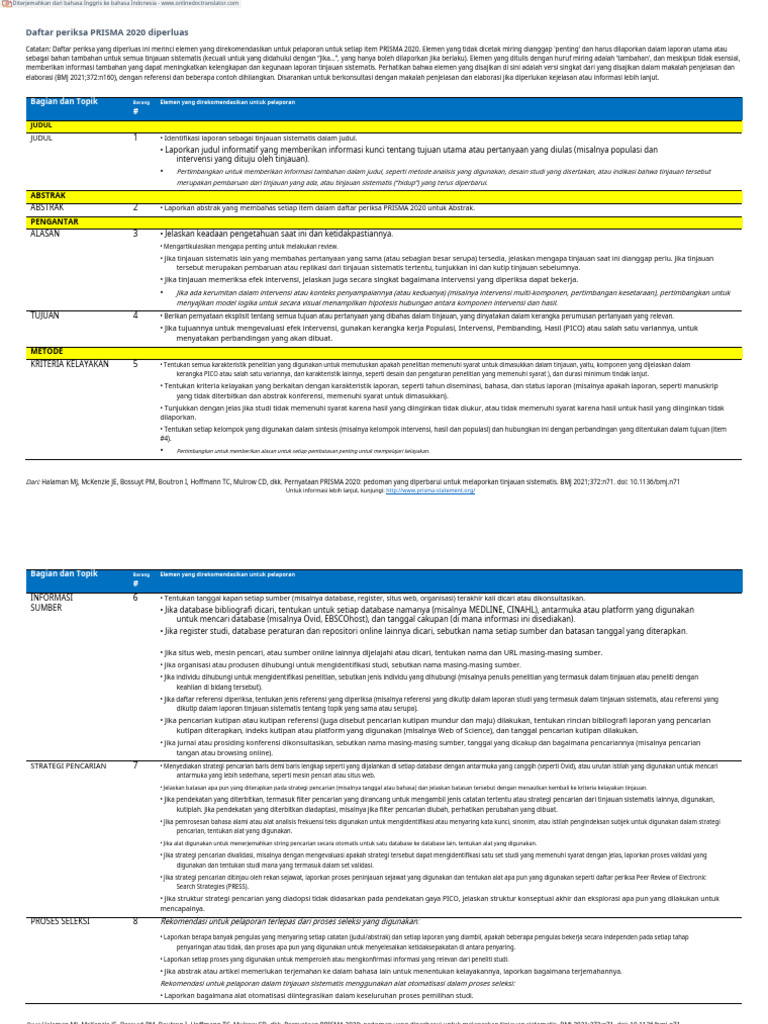 PRISMA 2020 Expanded Checklist - En.id | PDF