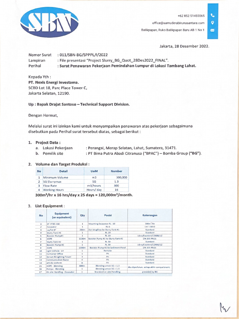 Surat Penawaran SBN Awal | PDF