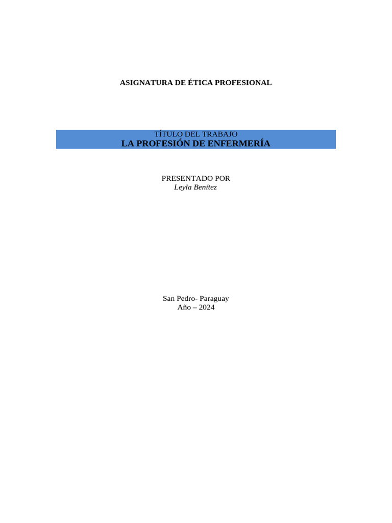 Etica Profesional en Enfermeria | PDF | Enfermería | Ciencia y matemáticas