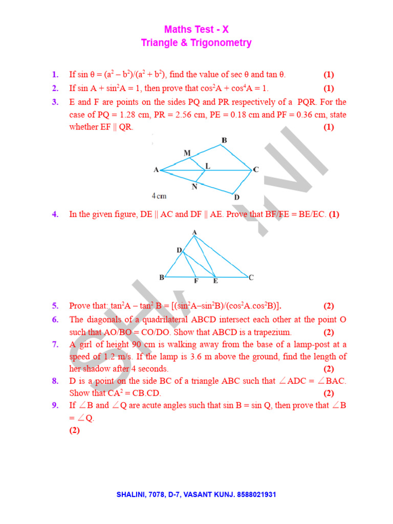 10 T Triangle & Trigo GD | PDF