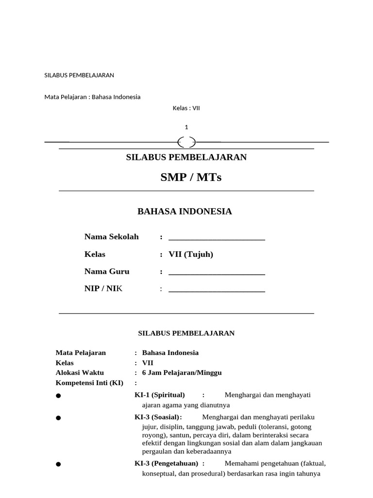 SILABUS-bindo 7 | PDF