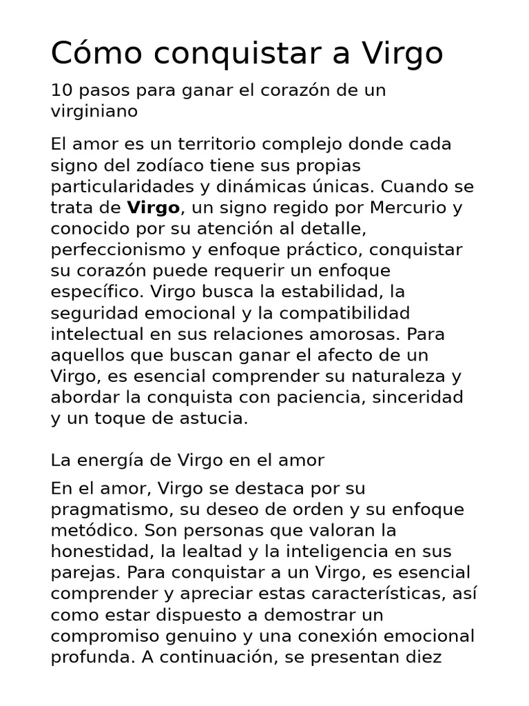 Cómo Conquistar A Virgo | PDF