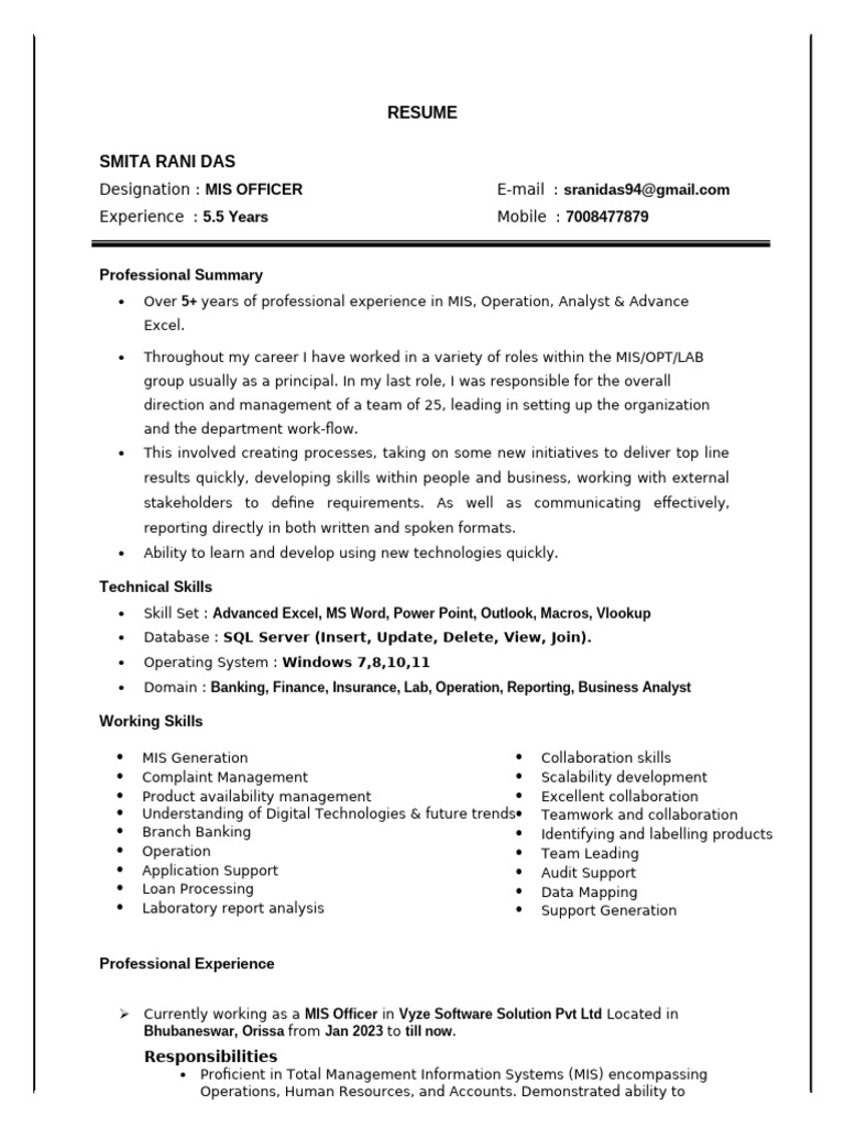 Resume-Smita Rani Das | PDF