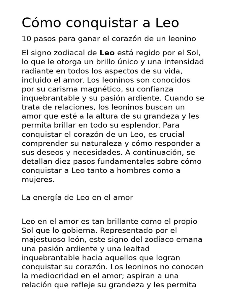 Cómo Conquistar A Leo | PDF