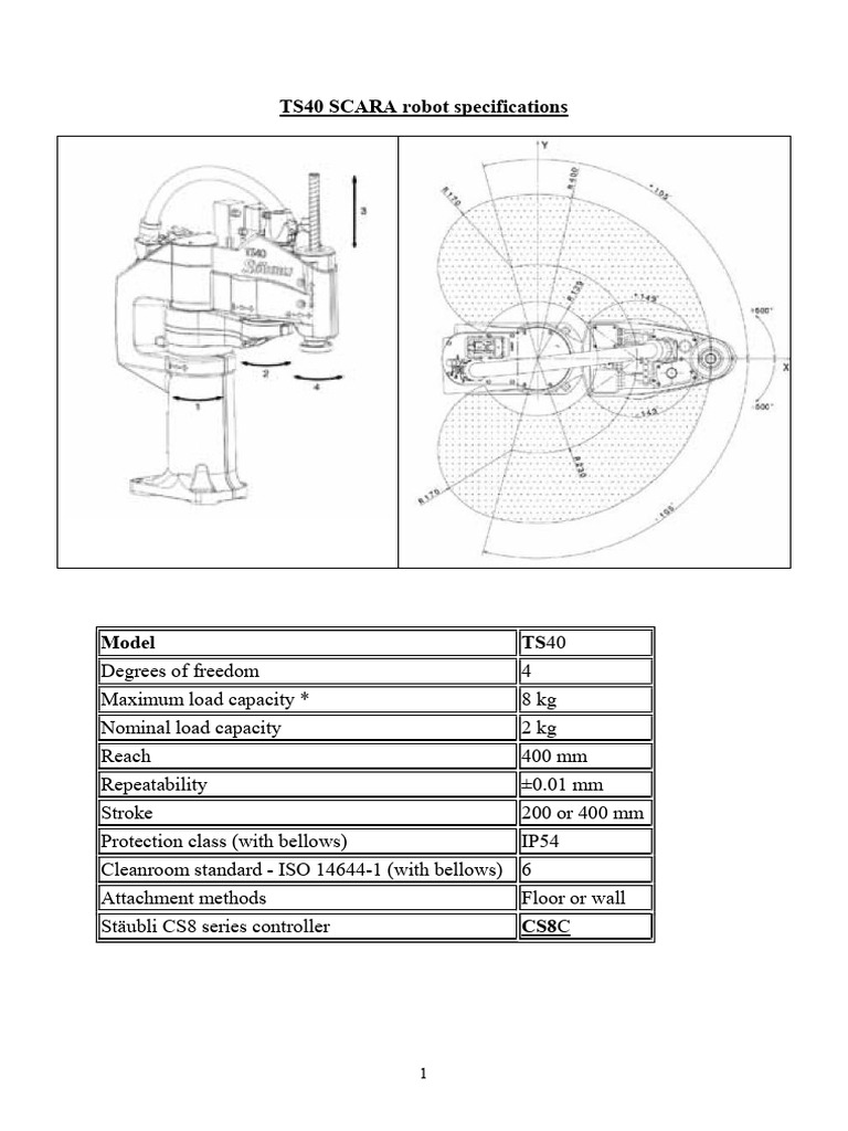 Fiche Technique TS40 SCARA Robot | PDF