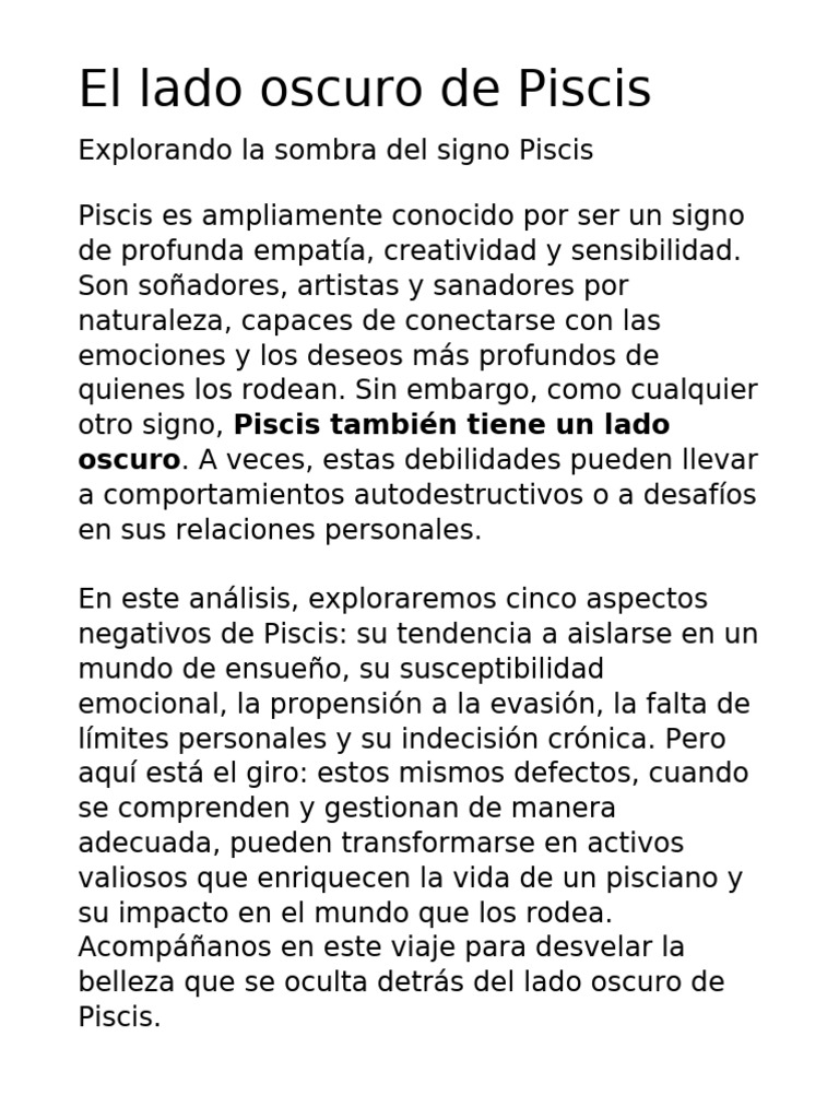 El Lado Oscuro de Piscis | PDF