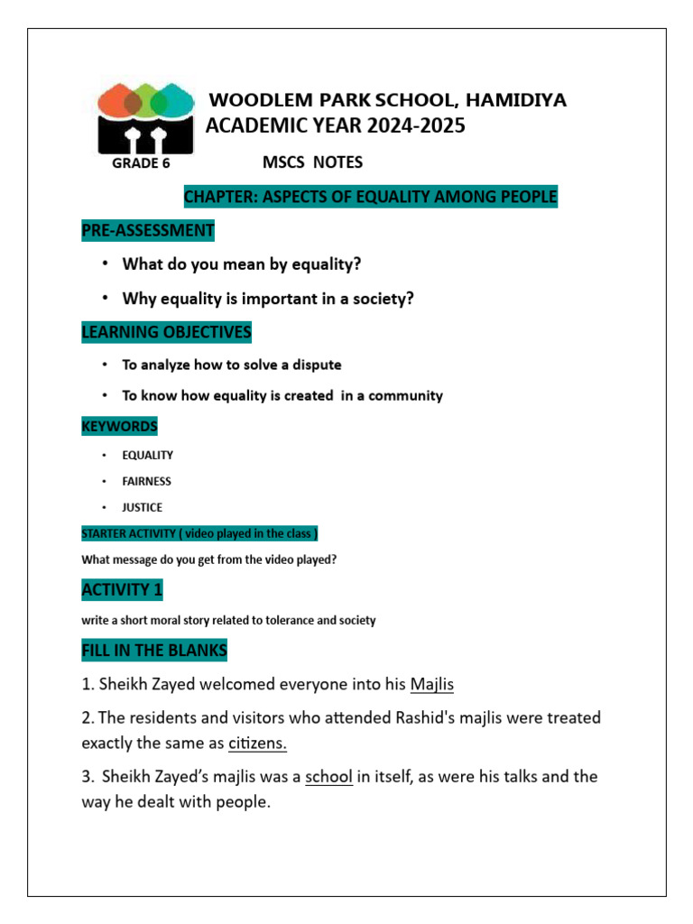 Grade 6 Term 1 MSCS Notes Chapter 1 To 5 | PDF