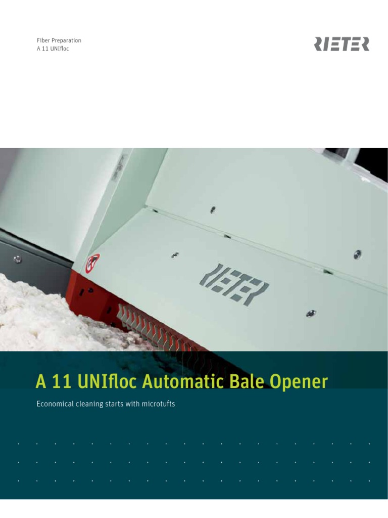 A 11 UNIFLOC Automatic Bale Opener | PDF | Machine (Mechanical) | Yarn