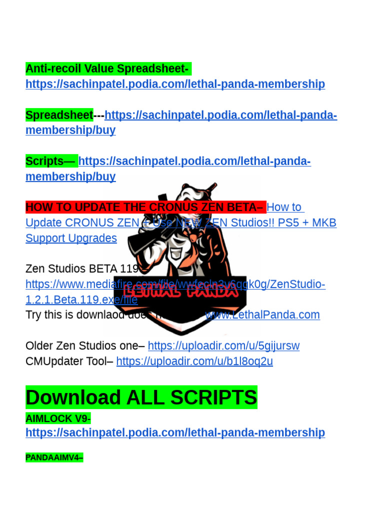 Lethal Panda All Scripts Downlaod SETUPS | PDF