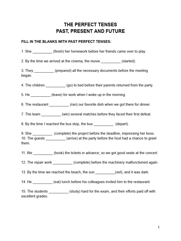 THE PERFECT TENSES - PDF (7th August) | PDF