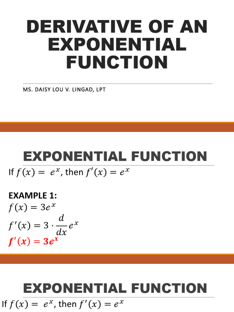 Lesson7 DERIVATIVE OF AN EXPONENTIAL FUNCTION | PDF