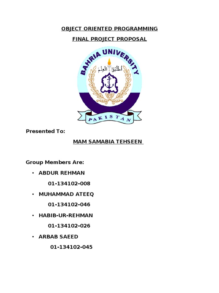 Object Oriented Programming Final Project Proposal | PDF