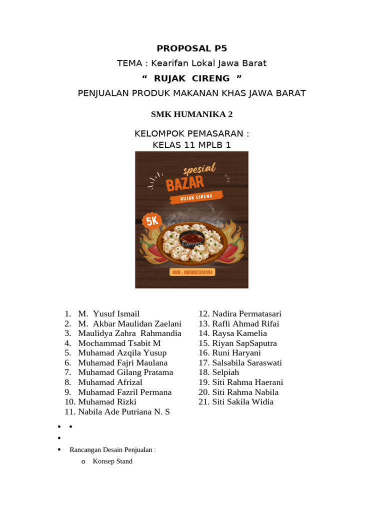 Proposal p5 Pemasaran 11 MPLB 1 | PDF