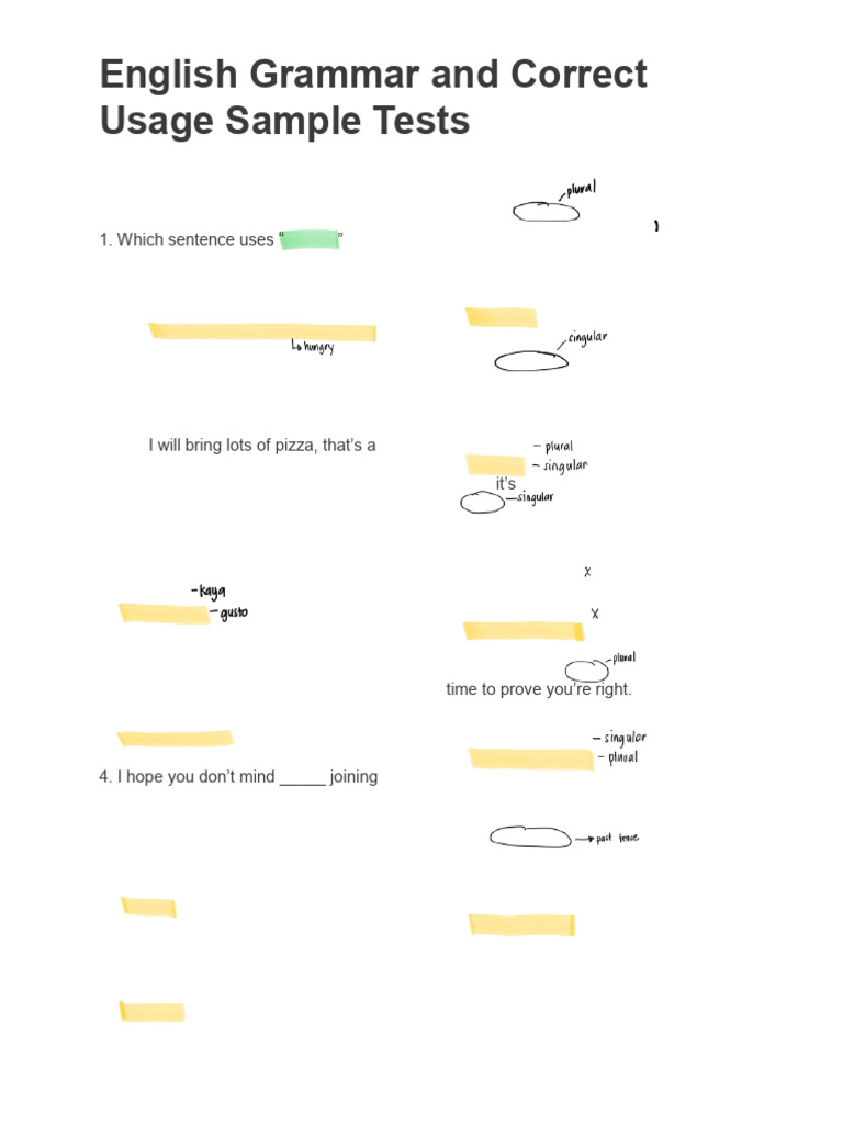English Grammar and Correct Usage Sample Tests | PDF