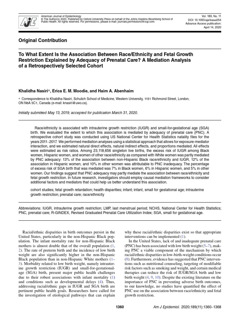 Original Contribution: Khalidha Nasiri, Erica E. M. Moodie, and Haim A ...