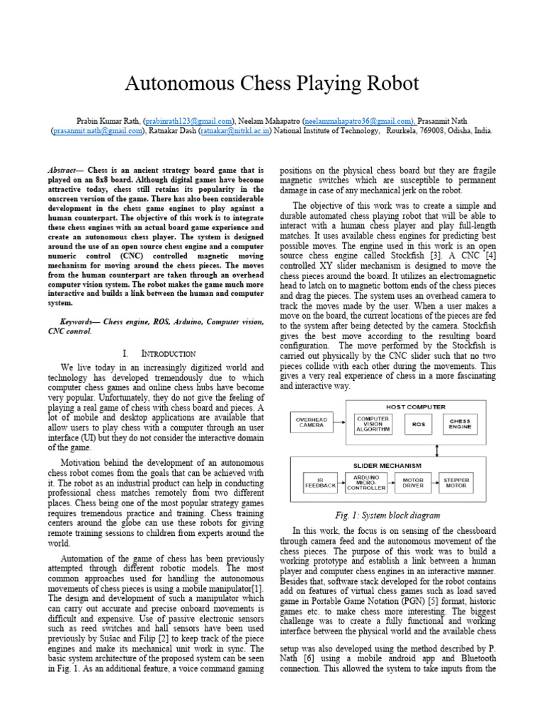 Autonomous Chess Playing Robot | PDF