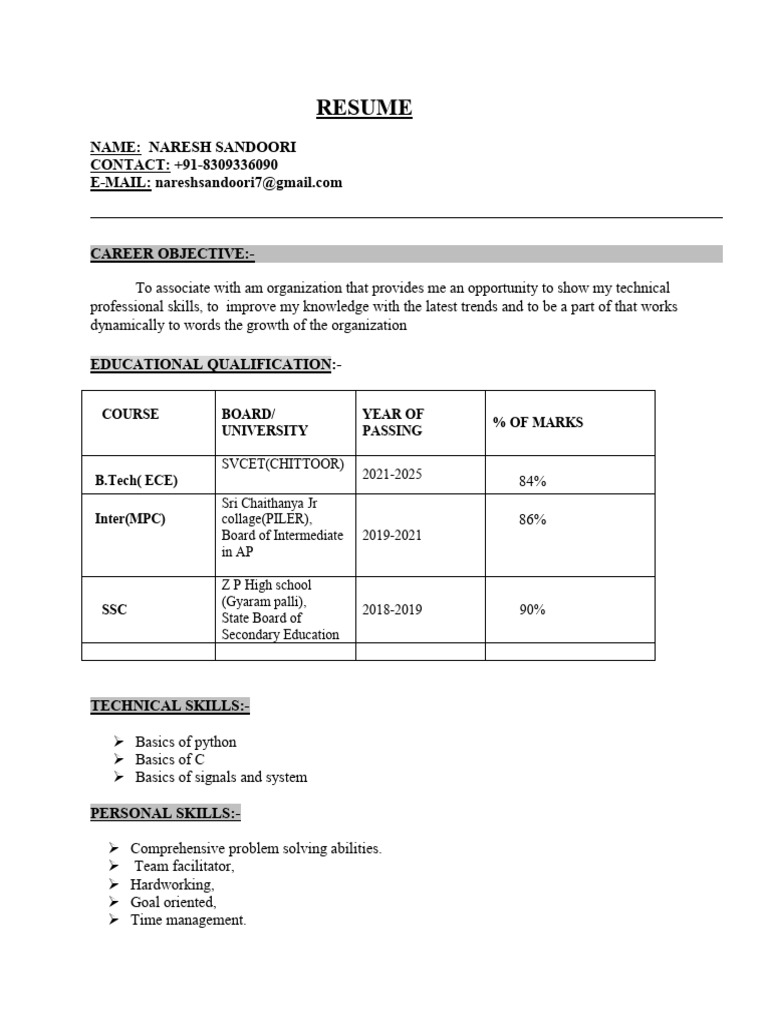 Naresh Resume | PDF