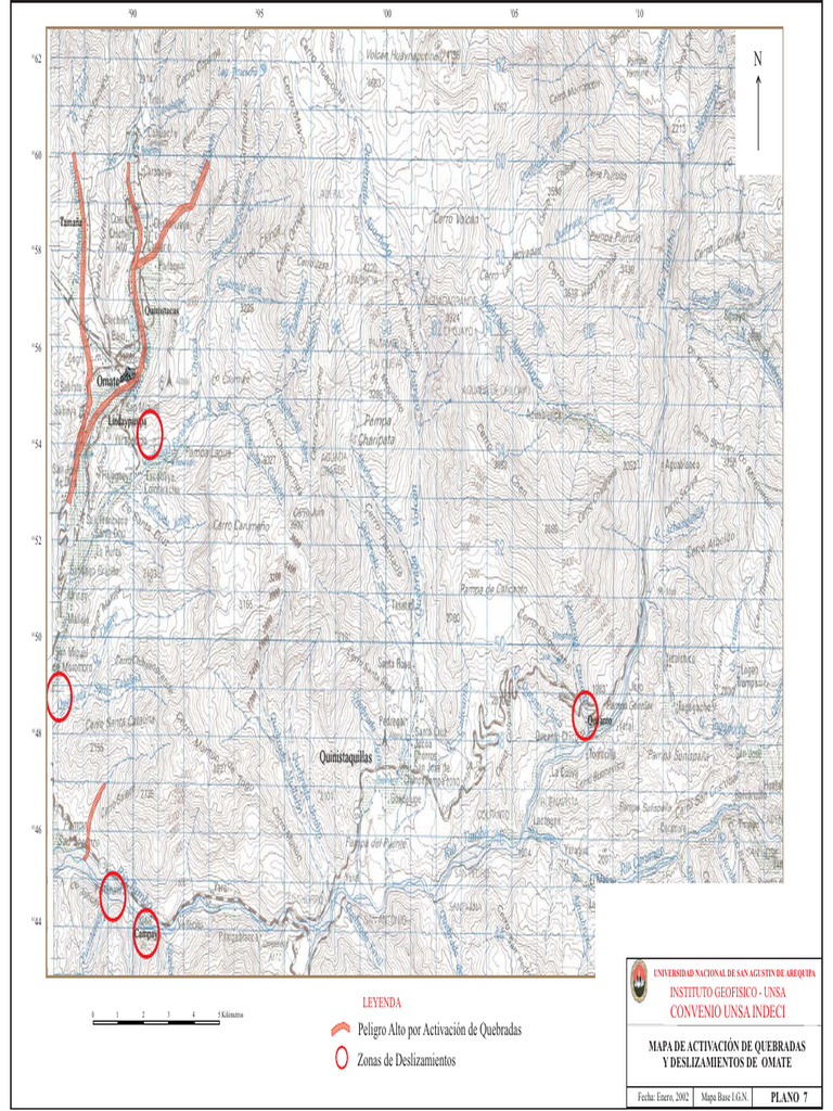 4403 - Mapa de Activacion de Quebradas y Deslizamientos de Omate Puquina y Chacahuayo y Mapa de ...