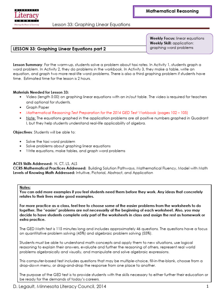 Ged Math Lesson 33 Final | PDF