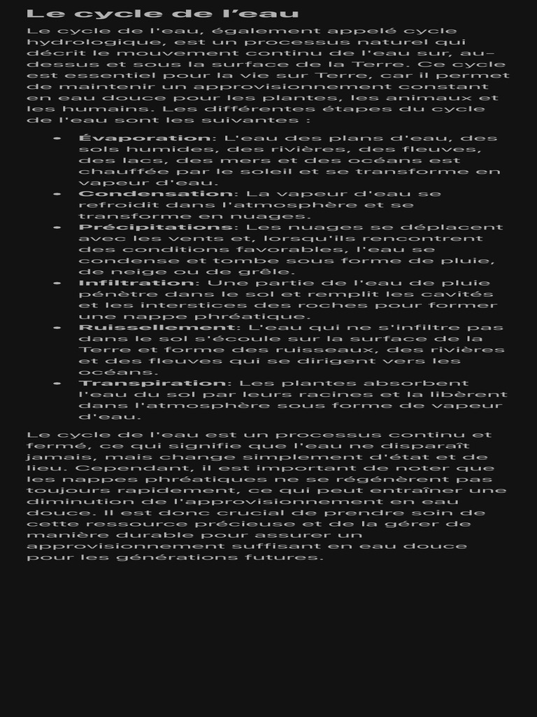 Le Cycle de L'eau | PDF