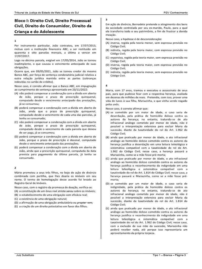 Prova FGV Tjms | PDF