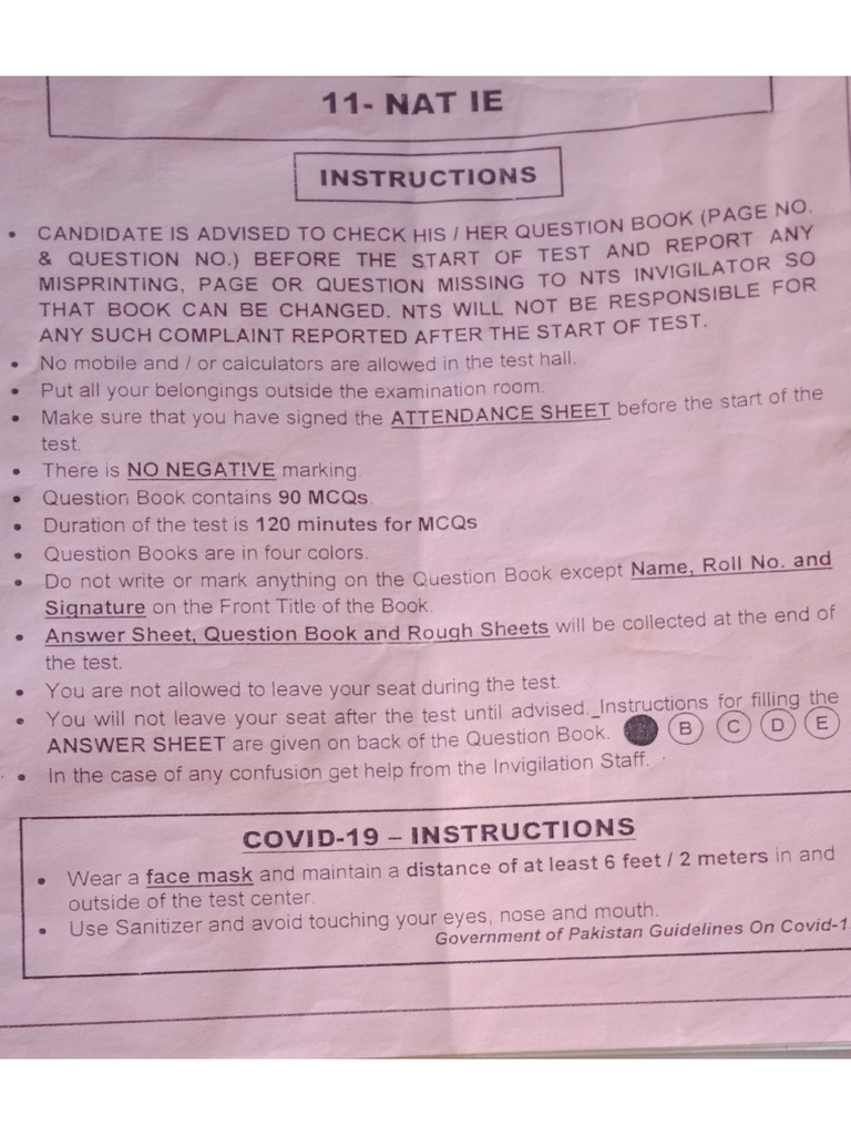 Important NTS Past Paper | PDF