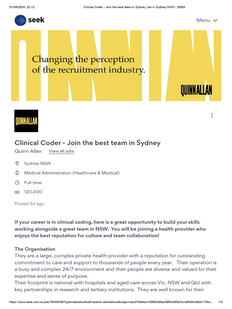 Clinical Coder - Join The Best Team in Sydney Job in Sydney NSW - SEEK ...