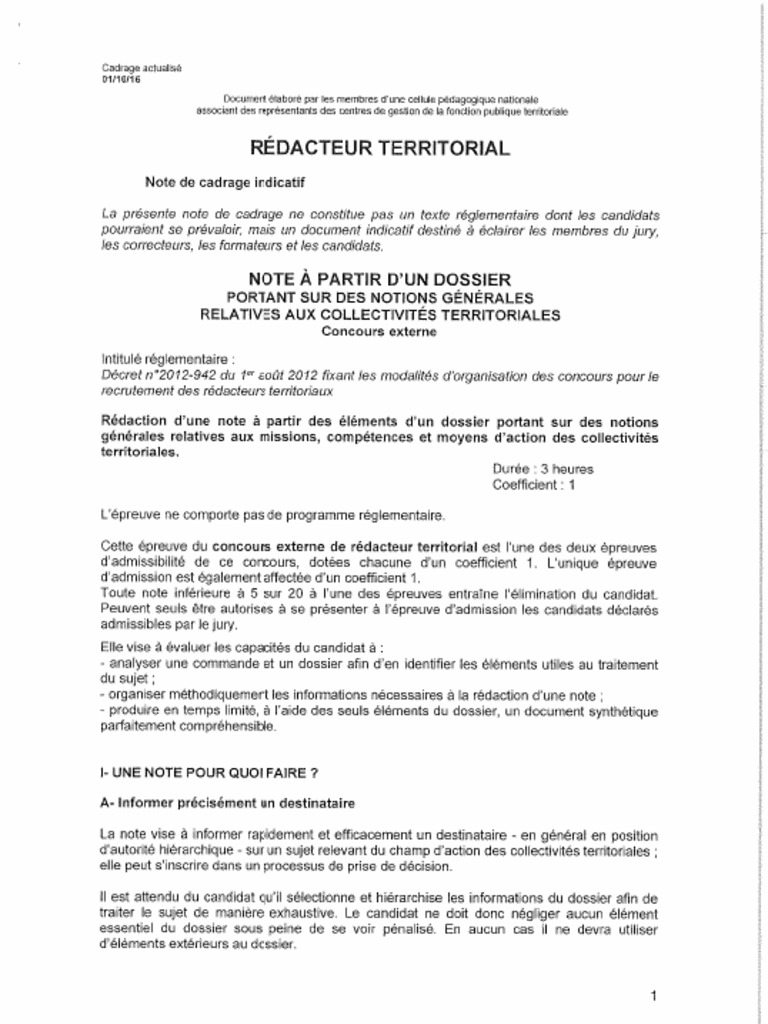 Note de Cadrage - Redacteur Territorial Externe | PDF