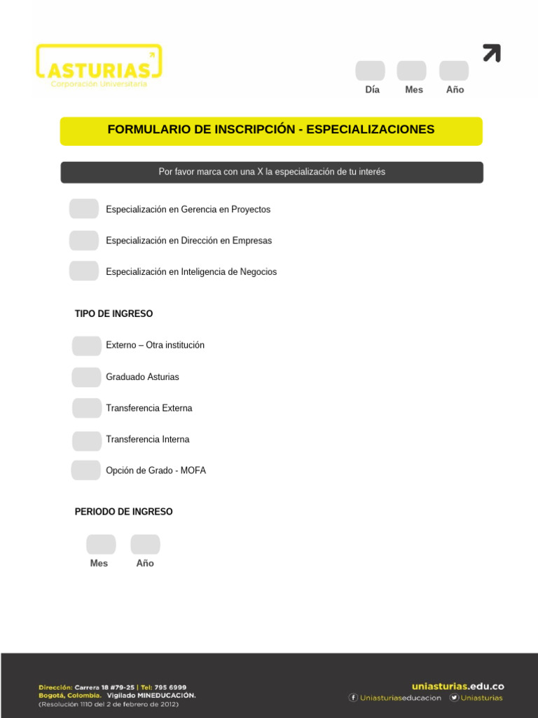Formulario - Especialización | PDF | Tarjeta de débito | Finanzas y dinero
