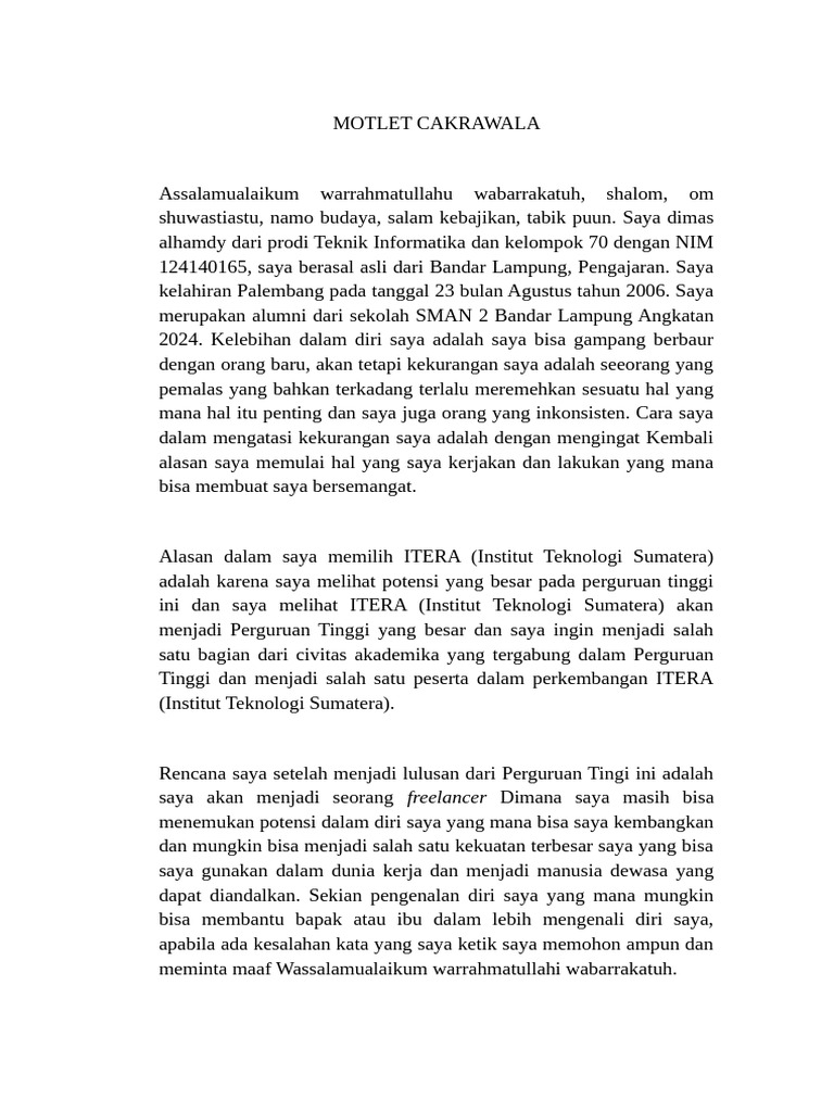 Motlet Cakrawala | PDF