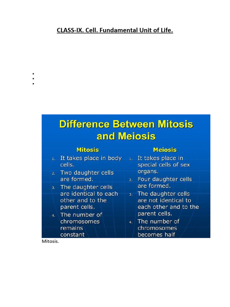 CLASS 9.cell Division | PDF | Science & Mathematics