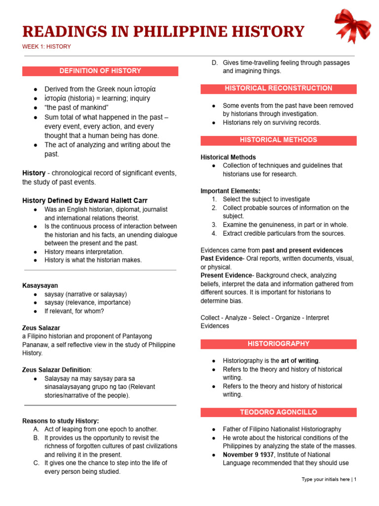 RPH Week 1 - History | PDF