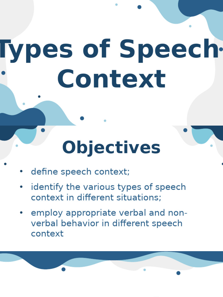Types of Speech Context Oral Com | PDF