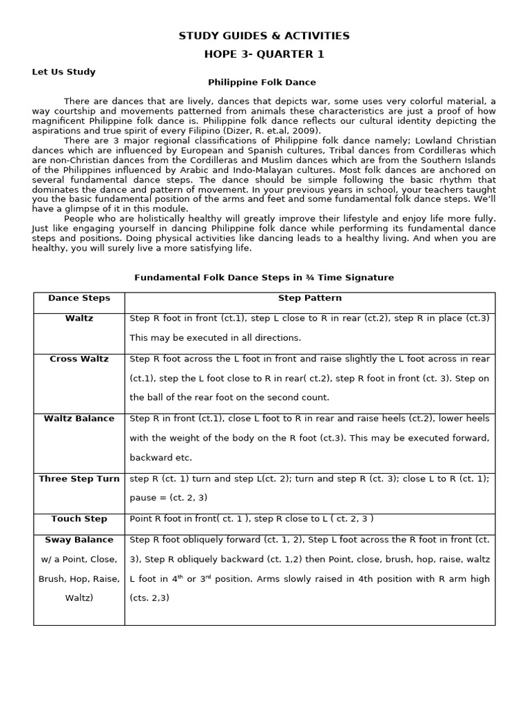 Studyguides Activities Hope3 q1 | PDF