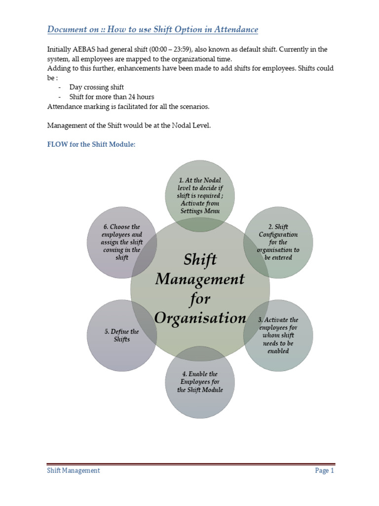 Aebas Shift Management Manual | PDF