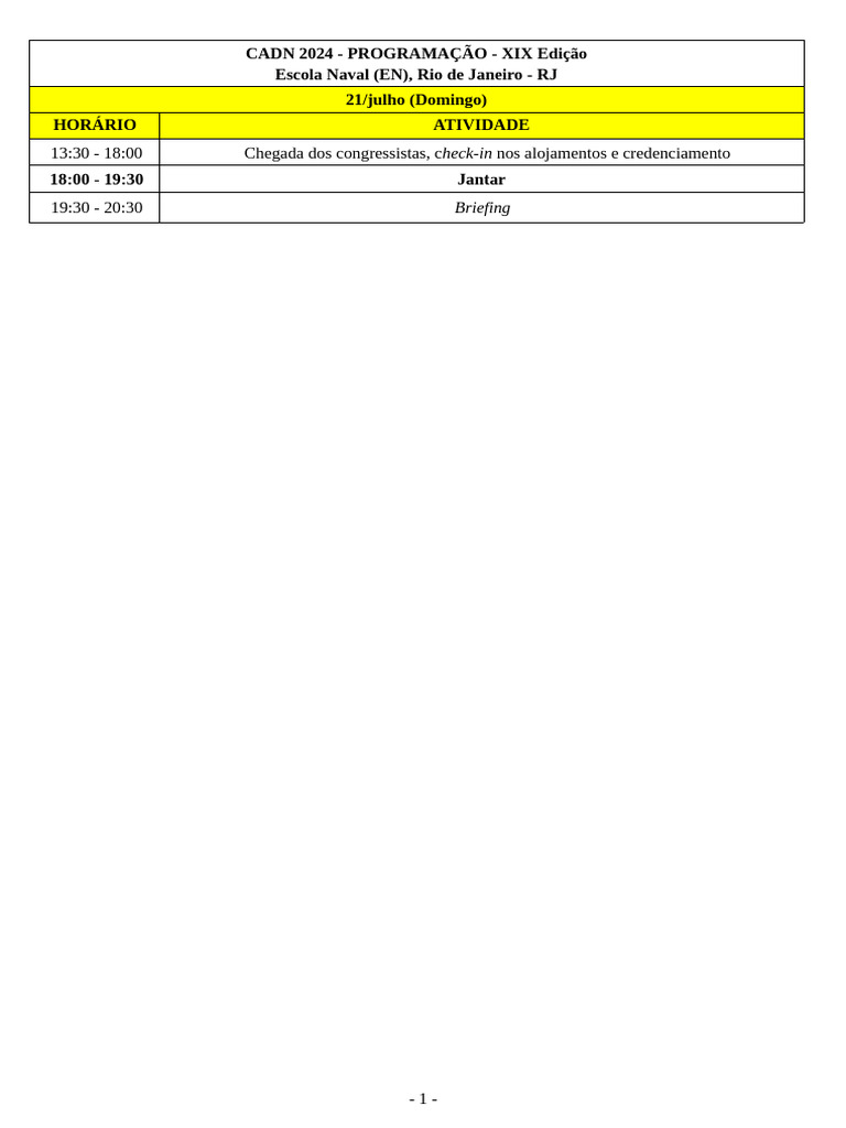 Programação CADN | PDF