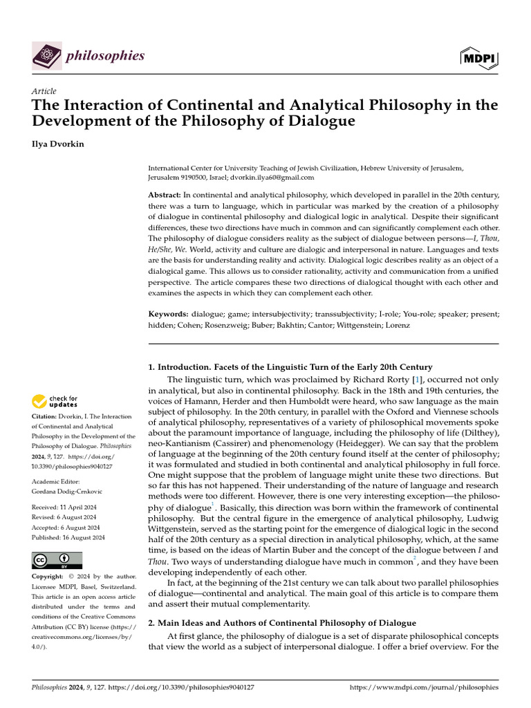 The Interaction of Continental and Analytical Phil | PDF | Immanuel ...