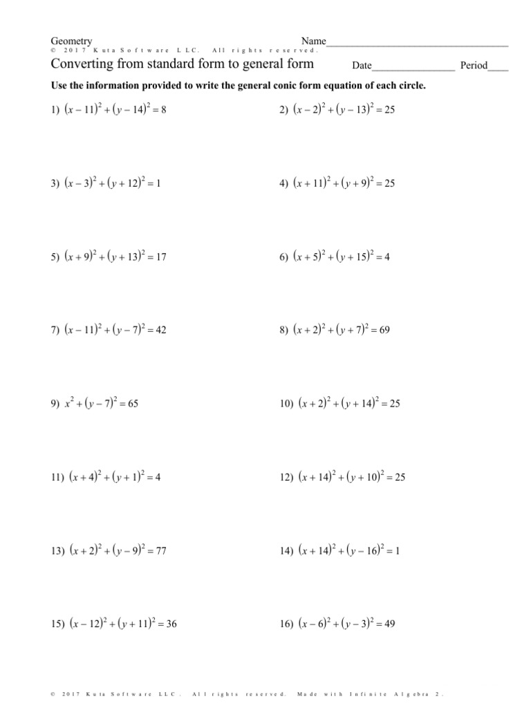 Converting Standard To General Form | PDF